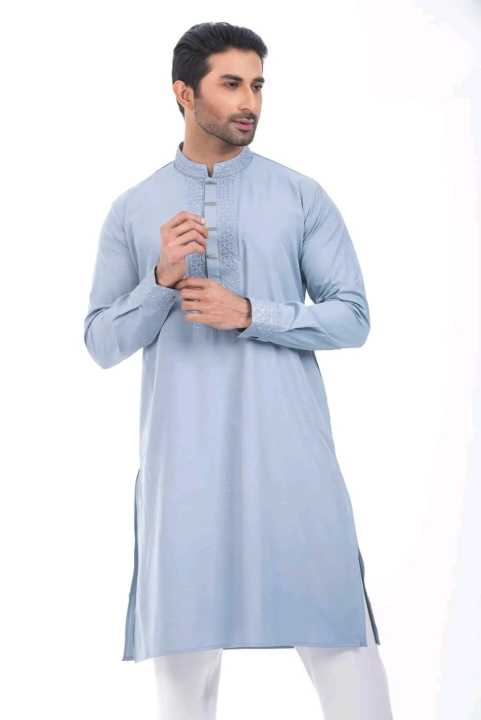Men's Fashion Premium Sky-Blue Color Panjabi | Daraz.com.bd