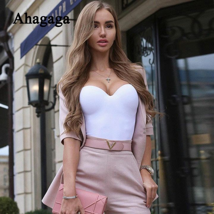 2021 Summer Bodysuits Women Slim Fashion Spaghetti Straps Skinny Bodycon Solid Color Rompers