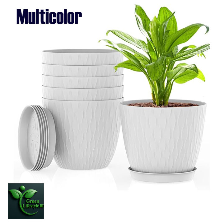 6 Inch Colorful Plant Pots – 2/3/4 Pack Flower Planters with Drainage ...