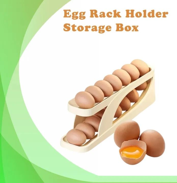 Automatic Roll-Down Double-Layer Egg Organizer, Automatic Scrolling Egg Dispenser Holder Storage ...