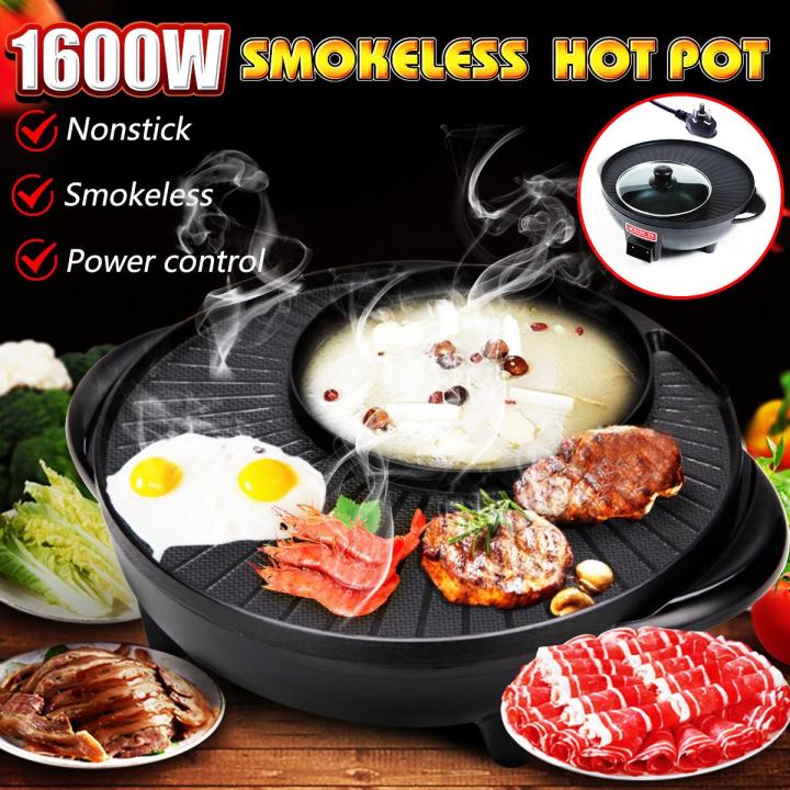 2 In 1 Appliances Electric Barbecue Hotpot Oven Grill Smokeless Hot Pot ...