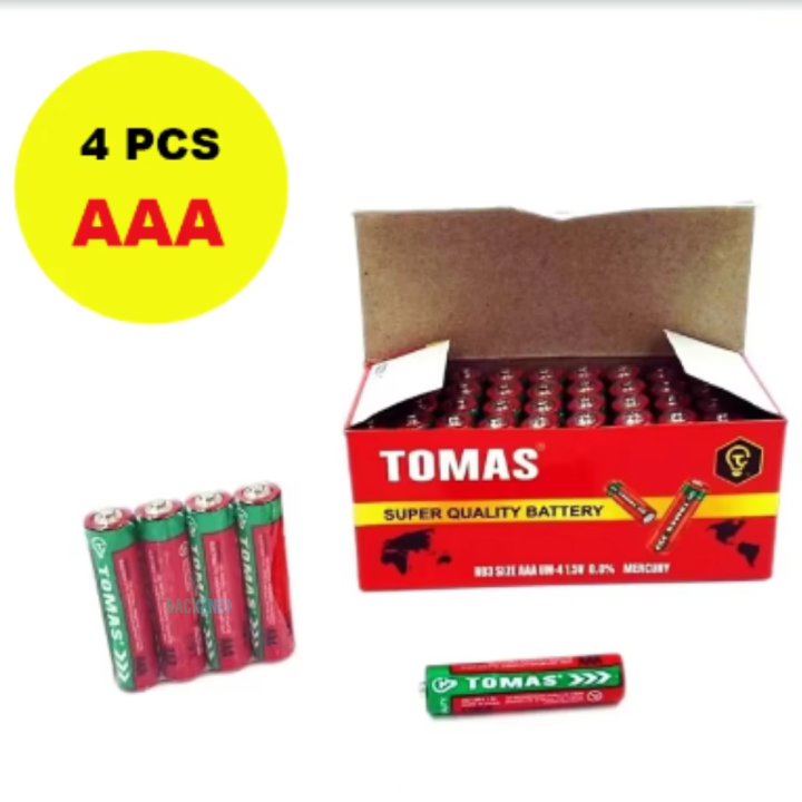 4Pcs Tomas AAA UM-4 R03 1.5V Carbon Zinc Dry Cell Battery | Daraz.com.bd