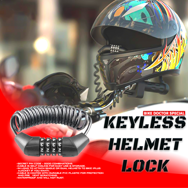 Durable 4-Digit Combination Motorcycle Helmet Lock Chain – Anti-Theft ...