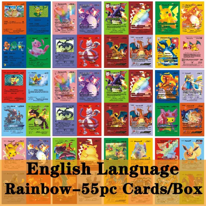 New 55 Pcs Pokemon Cards Toy Black German Charizard Anime Tag Team EX ...