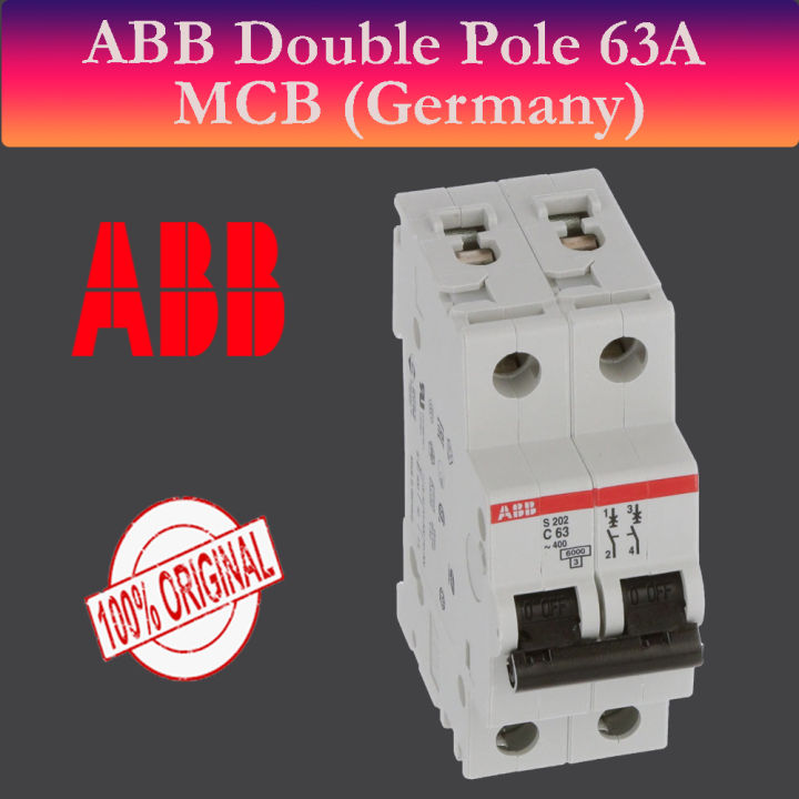 ABB Double Pole 63A MCB Circuit Breaker Breaking Capacity 6kA Germany Original | Daraz.com.bd