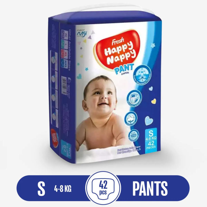 Fresh Happy Nappy Pant Diaper 4-8 Kg S Size 42 Pcs Standard Pack ...
