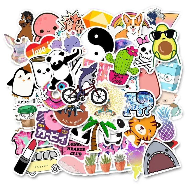 50/100 PCS Cartoon Simple VSCO Girls Kawaii Stickers For Chidren Toy ...
