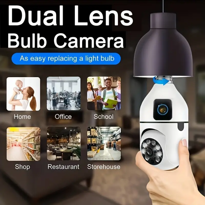 Dual Lens Dual Screen V380 Pro 4MP E27 Bulb Camera Two Ways Audio Color ...