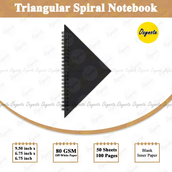 Triangular Spiral Notebook by OXYNOTE - 9.5 x 6.75 x 6.75 inches - 100 ...