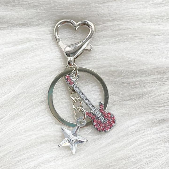 Harajuku Y2k Guitar Love Heart Star Key Chain for Women Sweet Cool ...