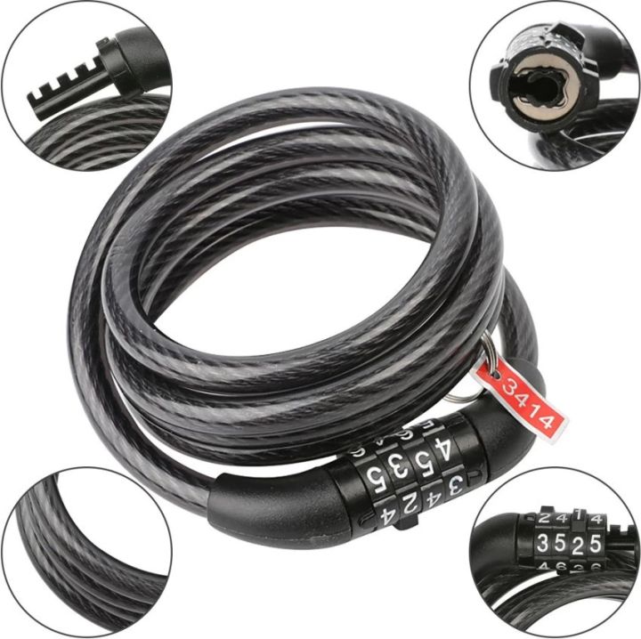 Bike Helmet Lock 4 Digit Combination Cable Lock for Multipurpose ...