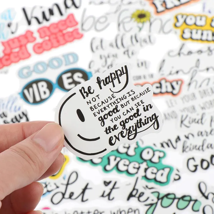 50Pcs/Pack English Leters Inspirational Quotes Sticker for Laptop ...