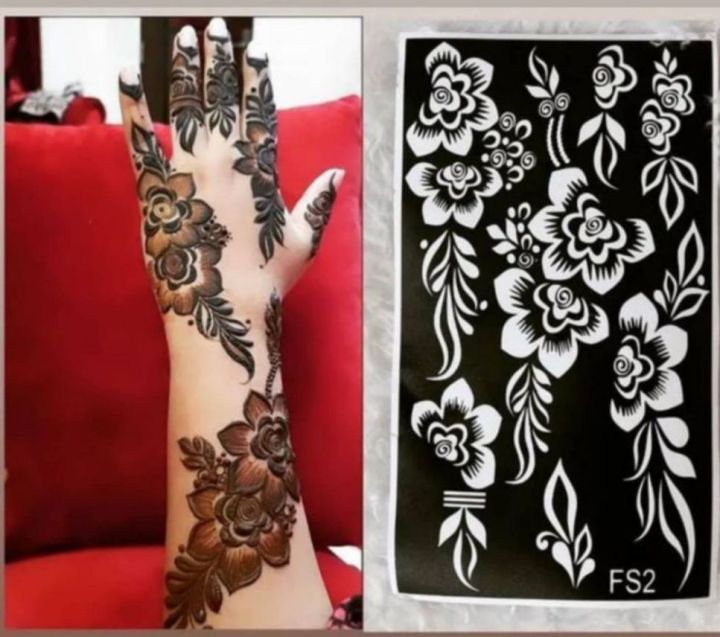 Henna sticker simple design for hand stencils 1pair (Randomly) | Daraz ...