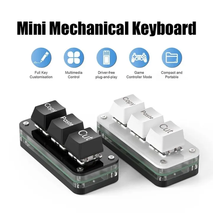 3 Keys Macro Programming Mini Keyboard for Photoshop Gaming Hotswap ...