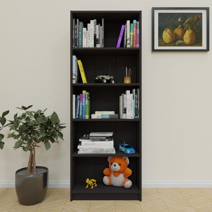 Dipto Engineered Wood 5 Tier Bookcase Open Book Shelf Storage Cabinet ...