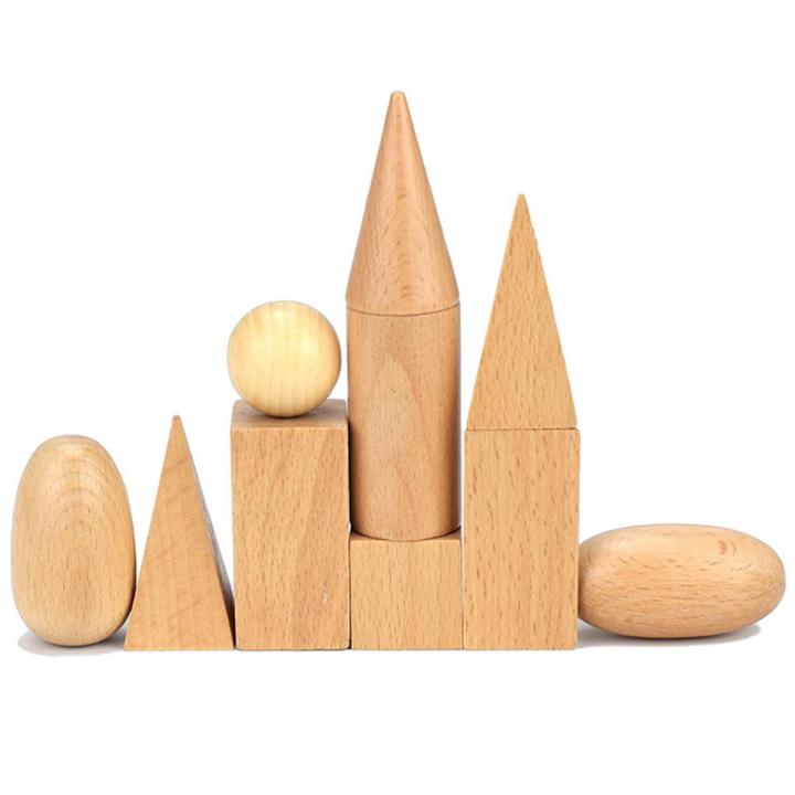 10Pcs/Set Wooden 3D Geometric Solids Learning Aids Kids Math ...