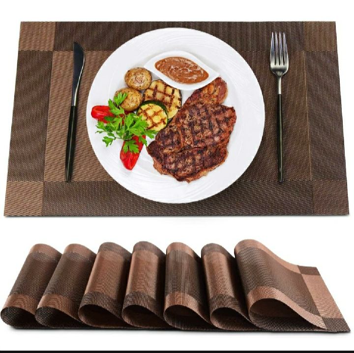 Table Mats Set of 6 Dinning Table Placemats PVC Rectangular Vintage ...