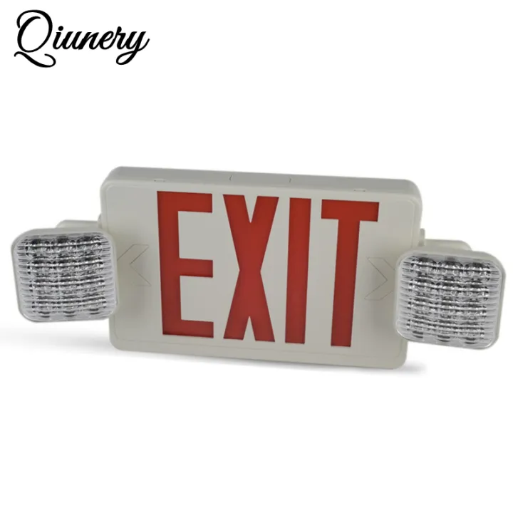 Qiunery Emergency Light Exit Sign, UL Listed, 120V-277V AC, 3H 2x3W ...