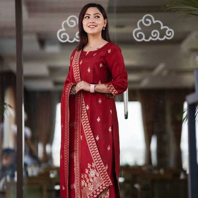 Afsan printed cotton stich dress in red color | Daraz.com.bd