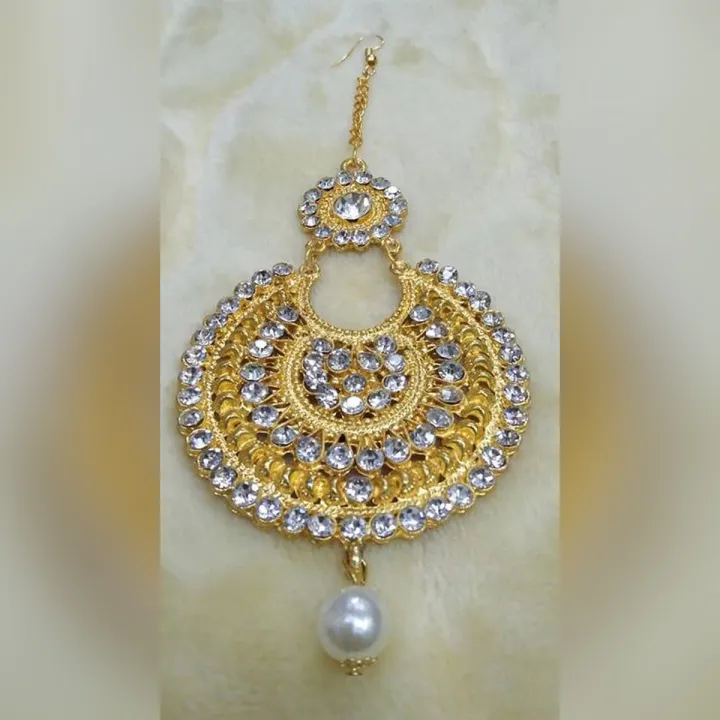 Stone Setting Womans Fashionable Tikli - White and Gold | Daraz.com.bd