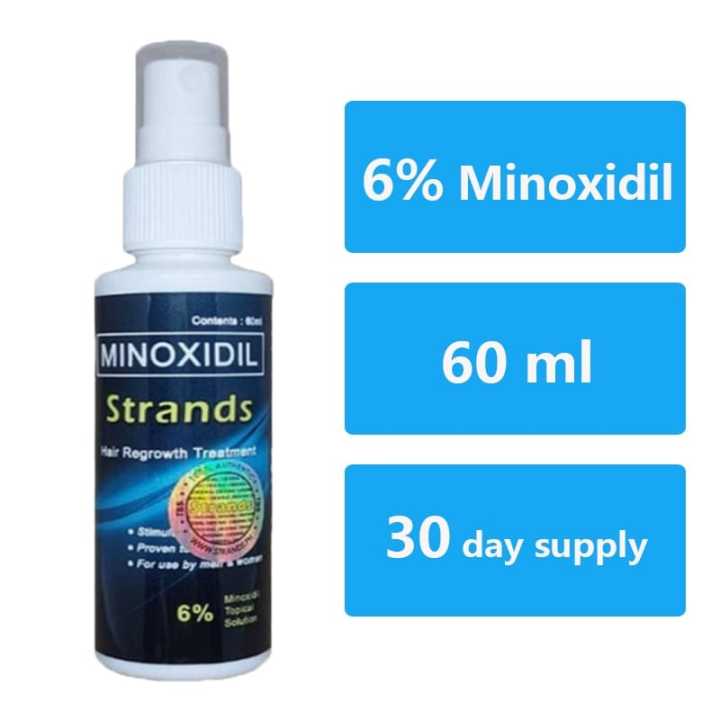 Strands Minoxidil 6% Solo Hair Grower for Men & Women Beard grower for ...