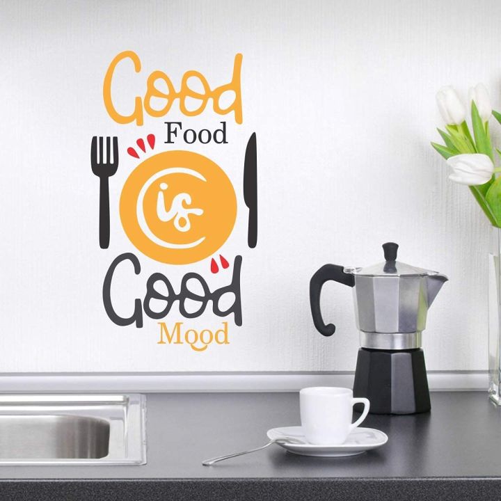 Good Food is Good Mood Multicolour Vinyl Size 58 cm X 35 cm Wall ...