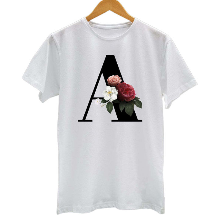 White Synthetic Alphabet T-Shirt A To Z T-Shirt For Men - Make a Style ...