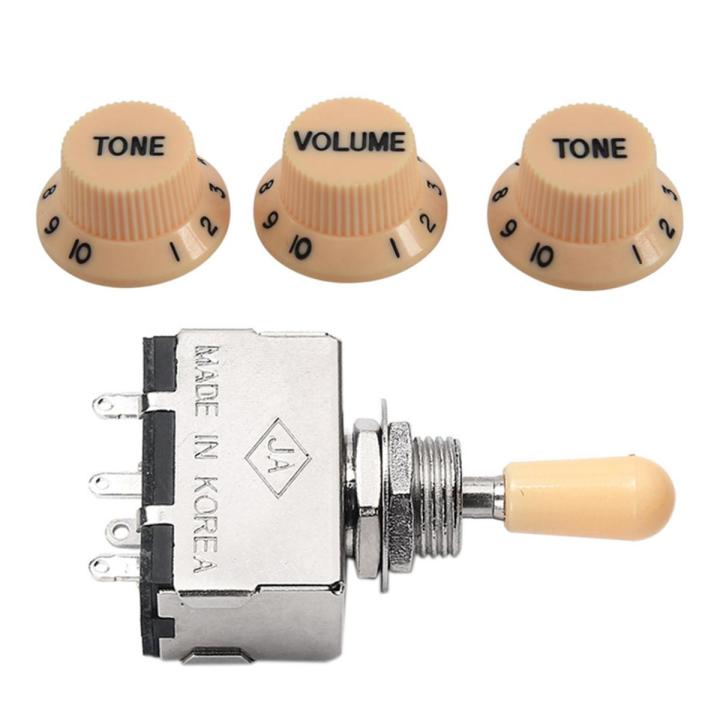 Cream Dark Blue Font 1 Volume& 2 Tone Guitar Control Knobs for Fender ...