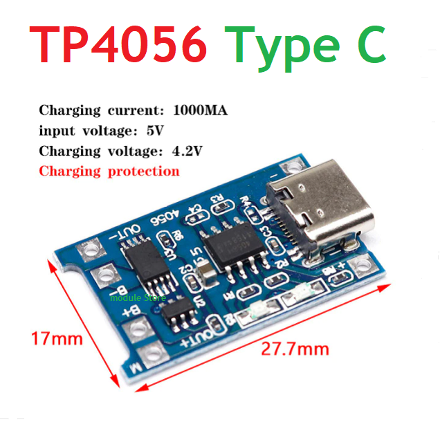 TP4056 Lithium Battery Charger Board with Battery Protection Type ...
