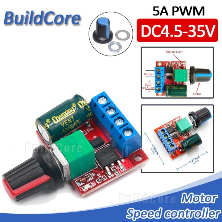 Without PF Mini PWM 5A 90W PWM 12V DC Motor Speed Controller Module DC-DC 4.5V-35V Adjustable ...