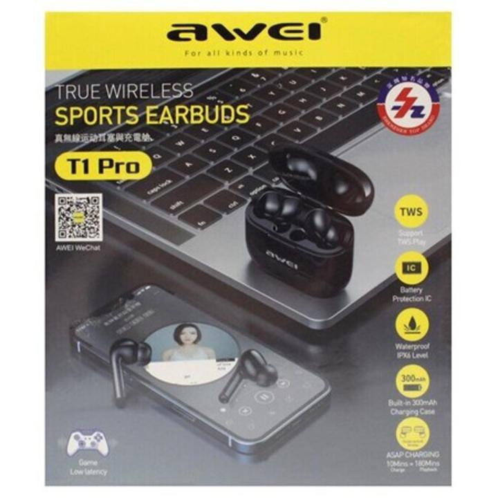 Awei T1 Pro Gaming Sports TWS Wireless Earphones In-Ear Built-in Microphone Mini Earbuds ...