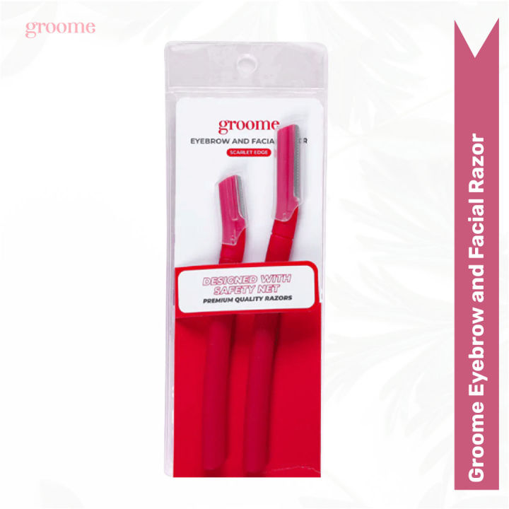 Groome Eyebrow & Facial Razor-Scarlet Edge Red - stainless steel blades ...