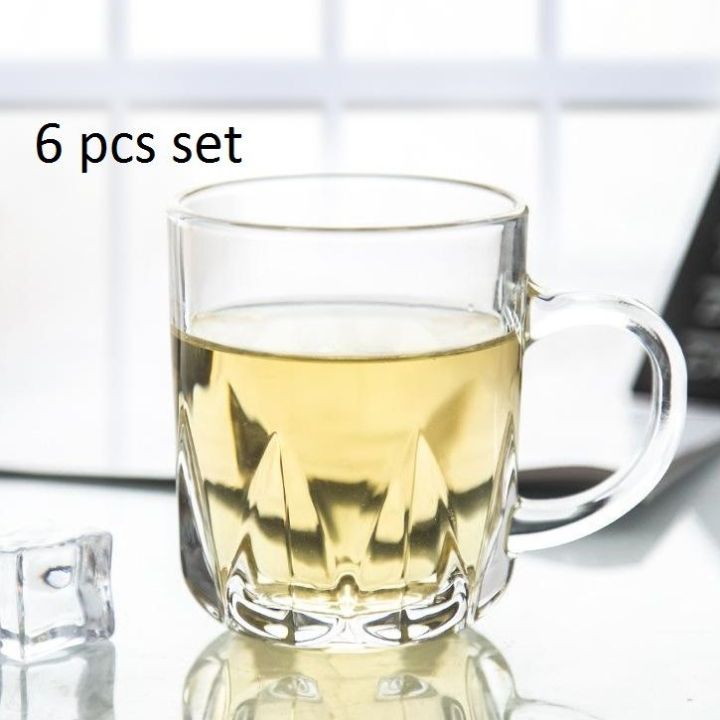 Creative glass cup transparent small tea cup mug coffee cup- 6 pcs ...