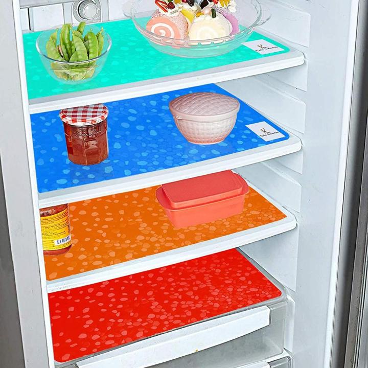 FRIDGE MAT,4pcs Refrigerator Pad Antibacterial Antifouling Mildew ...