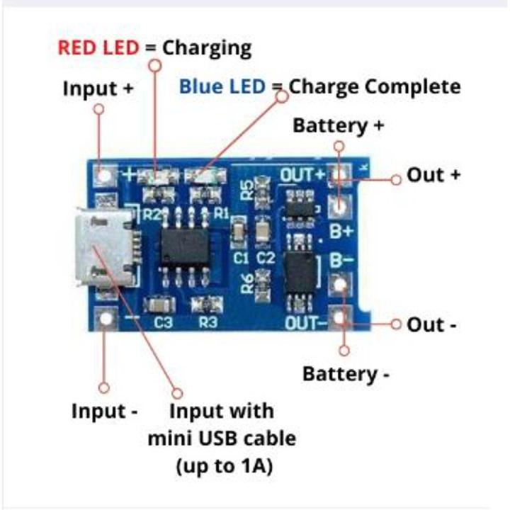 TP4056 DC 5V 1A Mini Micro USB Interface Lithium Battery Charging Board ...