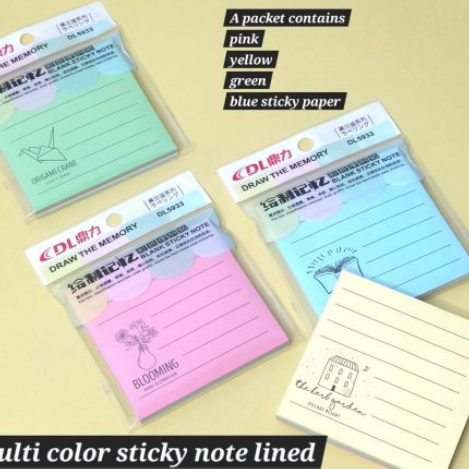 Lined Sticky Notes 3x3 Sticky Notes with Lines Self-Stick Notes Bright ...