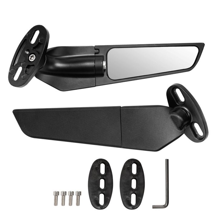 2PCS Modified Motorcycle Rearview Mirrors Wind Wing Adjustable Rotating ...