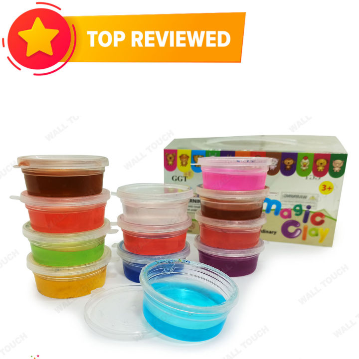 Box Of 12 Pcs Gel Clay/Slime Set Bowls Play-Dough For Kids 12 Colors ...