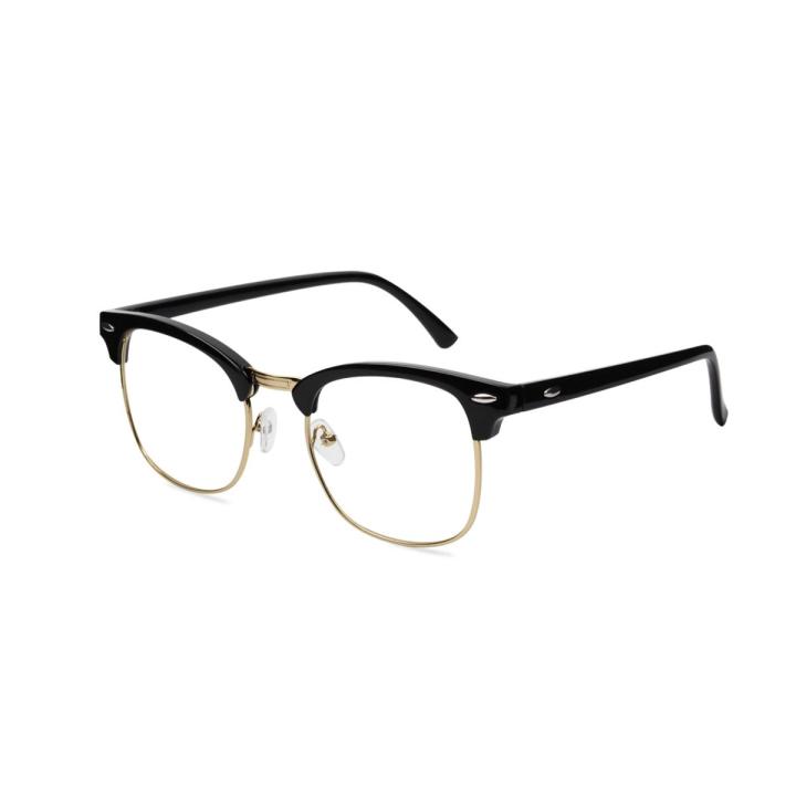 Classic Semi-Rimless Anti-Blue Light Glasses - Square Frame, Computer ...