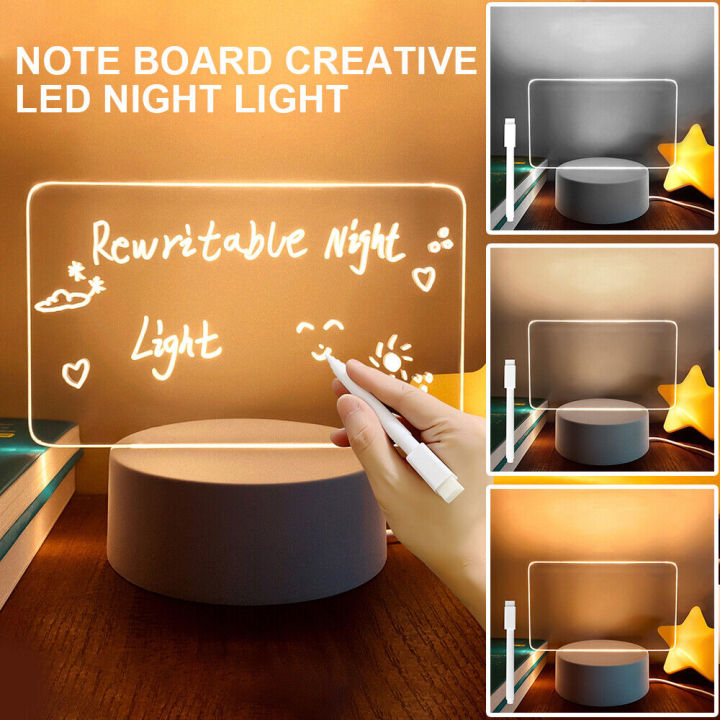 3D Illusion Note Board Creative Led Night Lights USB Power Message ...