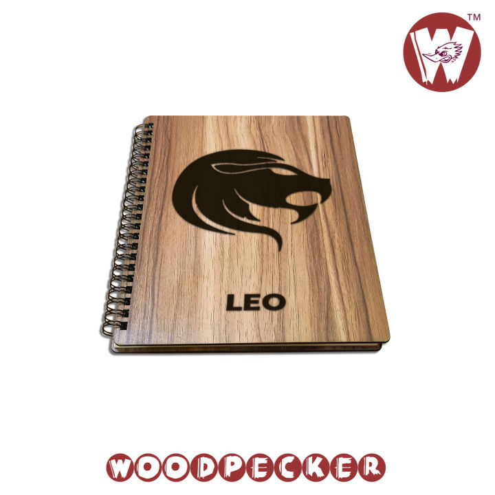 wooden notebook zodiac Leo Mdf board, Kartiz paper and Black spiral ...