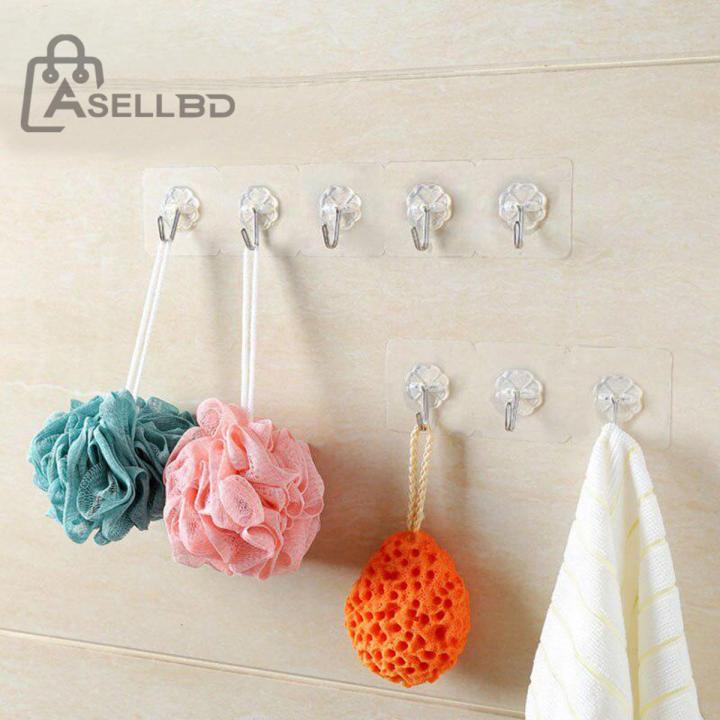 10 Pcs Powerful Transparent Wall Hook, Heavy Duty Adhesive Hooks ...