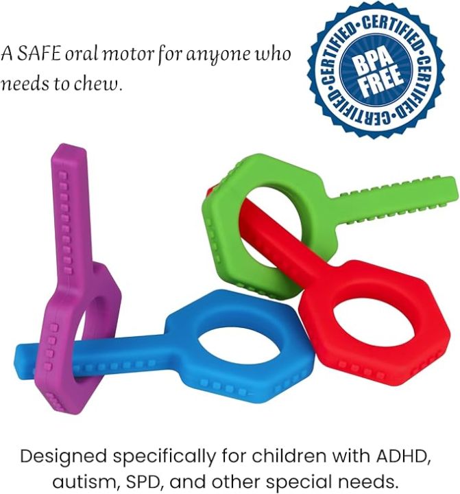 Sensory Q Shaped Textured Chews | Safe Silicone Chew Toy for Kids and ...