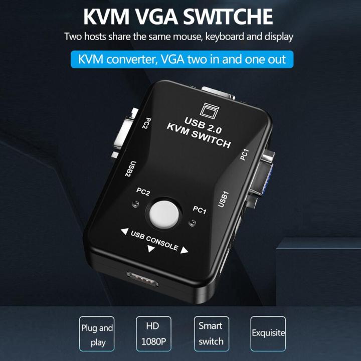 USB KVM Switch Box With 2 Ports 2 In 1 VGA Out Manual Switcher For ...