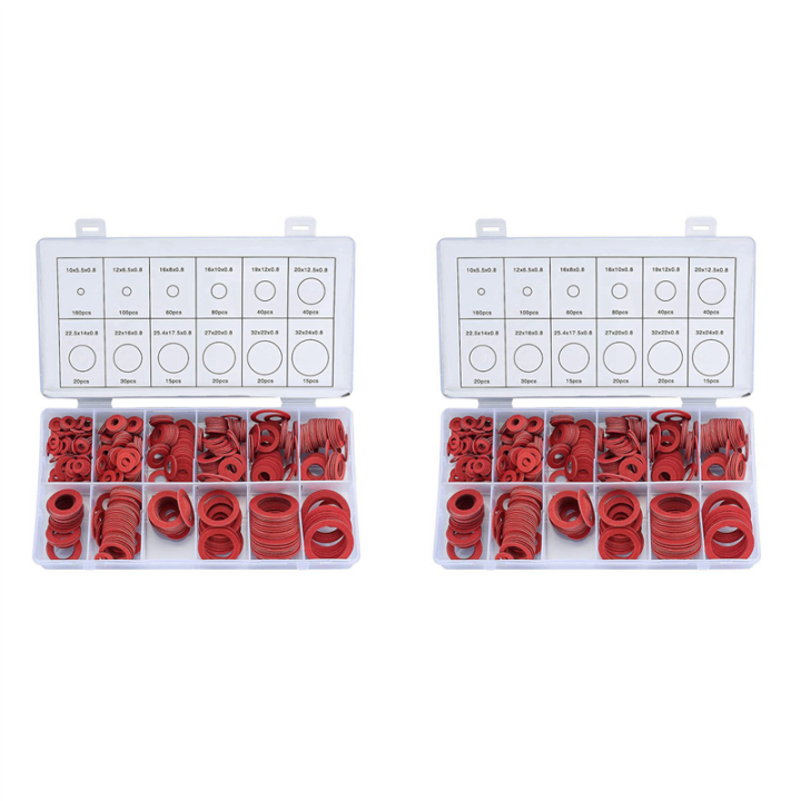 ICQURBT 1200Pcs Fibre Washer Assorted Kit 12 Size Red Steel Paper Fiber ...