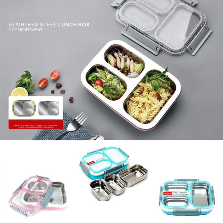Lotus 3 Steel Compartment Tiffin Box Leak Proof BPA Free (Multi Colour ...