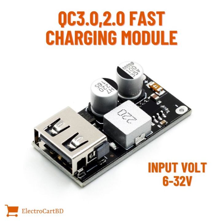 USB QC3.0 QC2.0 USB DC-DC Buck Converter Charging Step Down Module 6-32V 9V 12V 24V to Fast ...