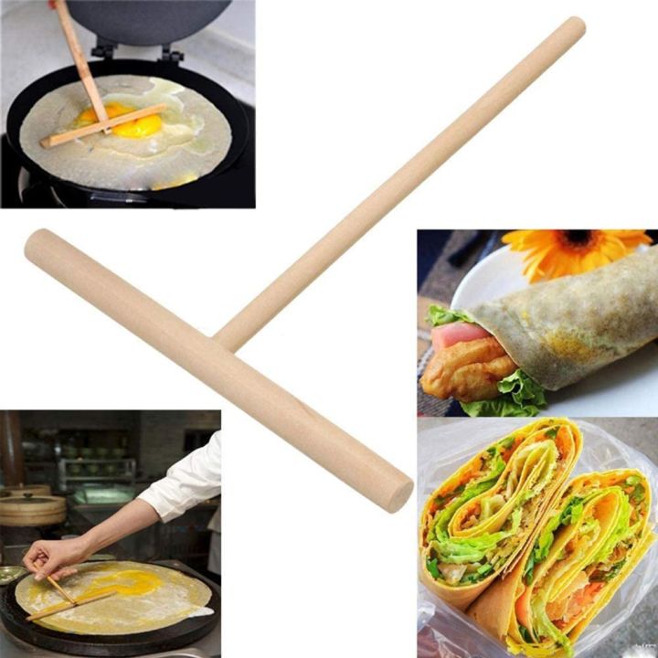 4Pcs T Shape Crepe Maker Pancake Batter Wooden Spreader Stick, Wooden ...