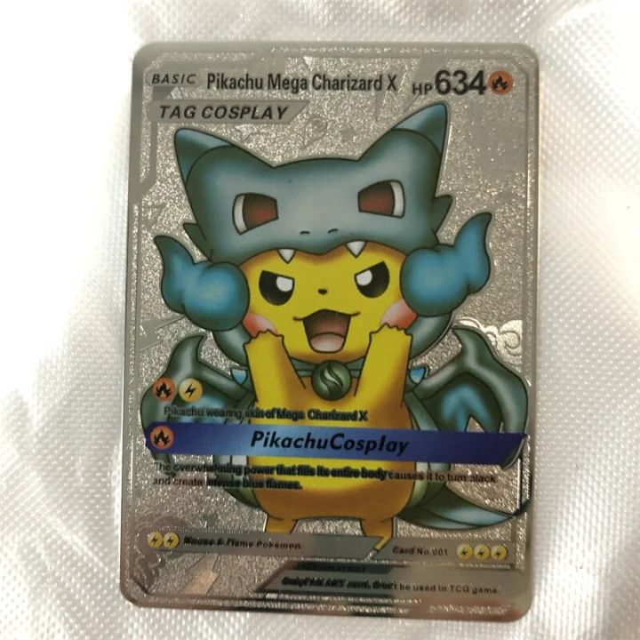 Pokemon Metal Cards Pikachu cosplay Charizard Rayquaza diamond mega DIY ...