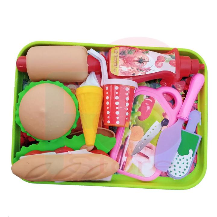 Fast Food Burger set with tray For kids Baby Play Sets | Daraz.com.bd